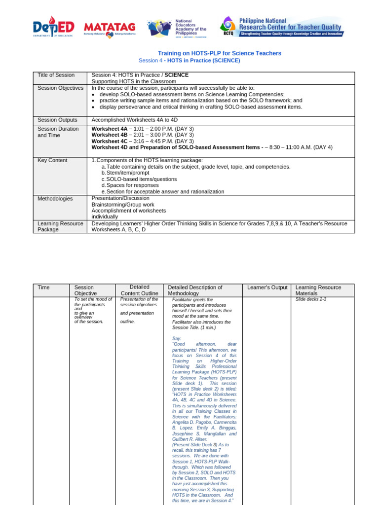 Science Session4 SessionGuide | PDF | Critical Thinking | Thought