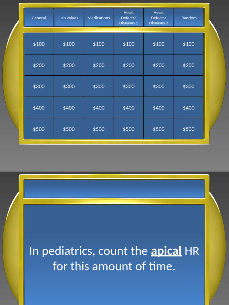 Cardiac Jeopardy FY23 | PDF | Cardiovascular System | Internal Medicine