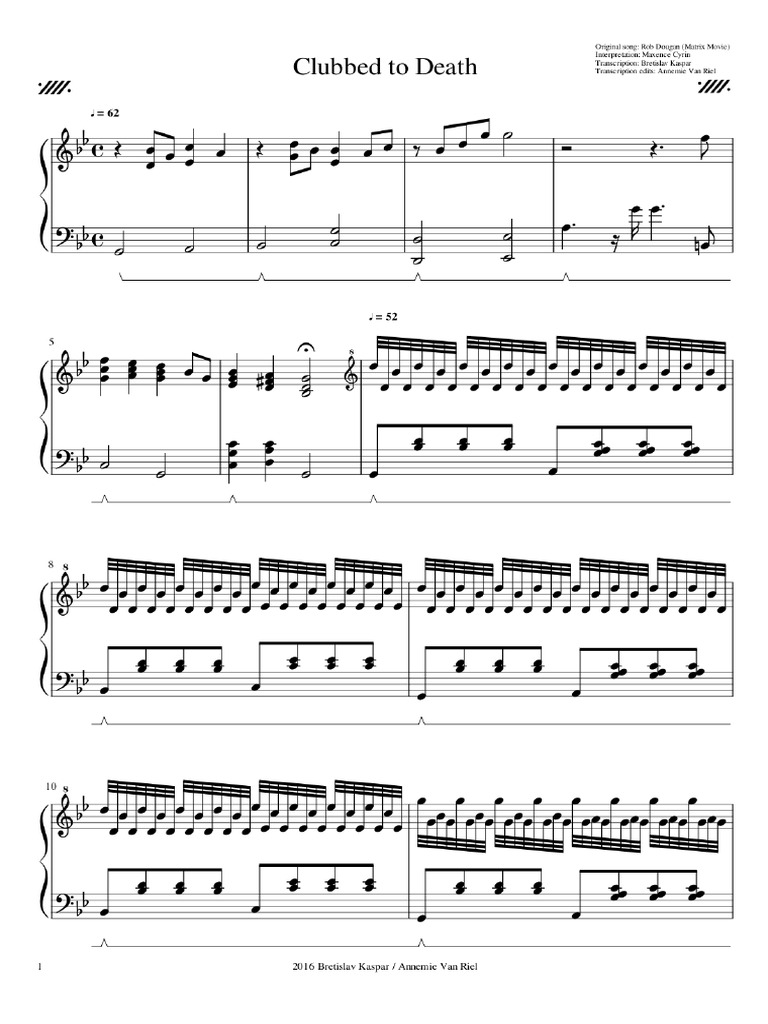 Clubbed To Death Sheet Music | PDF