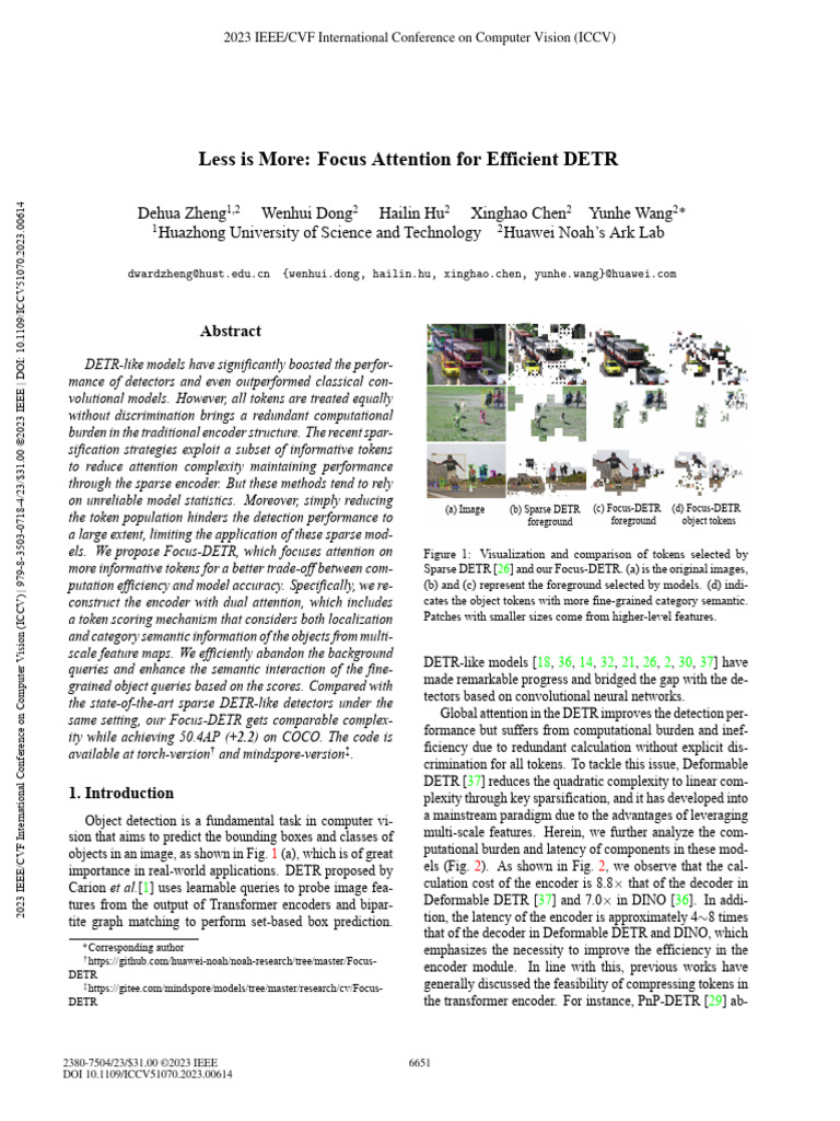 Less Is More Focus Attention For Efficient DETR | PDF | Data Compression | Applied Mathematics