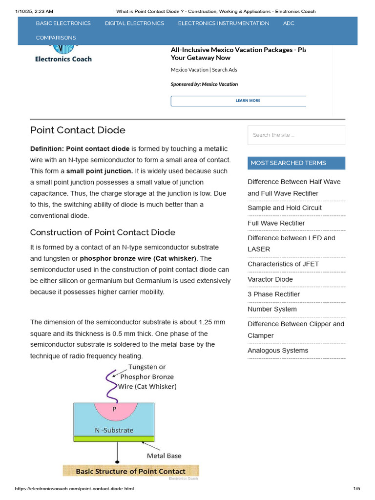 Point Contact Diode Overview and Uses | PDF | Diode | Electronics