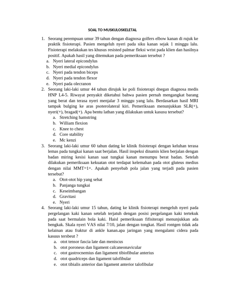 Soal To Muskuloskeletal | PDF
