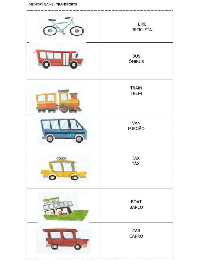 Memory Game - Transports | PDF