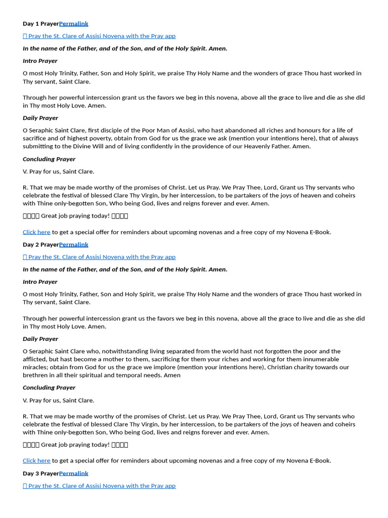 novena st. claire | PDF | Prayer | God The Father