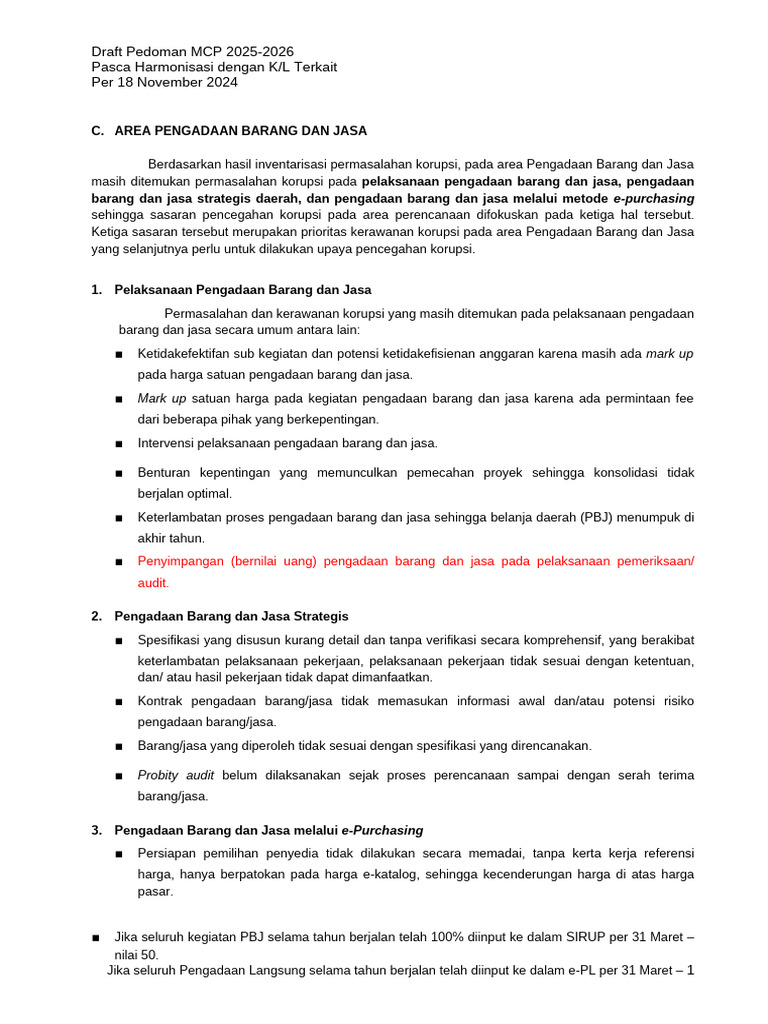 MCP 2025-2026 - Area Pengadaan Barang Dan Jasa | PDF