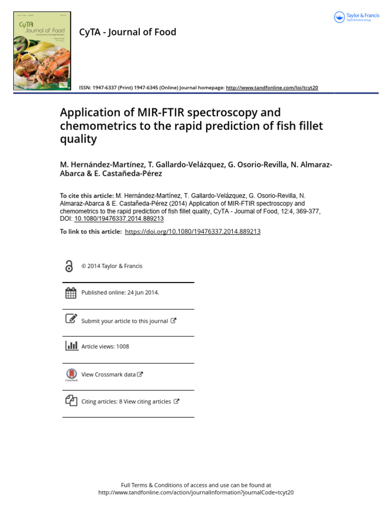 Application of MIR FTIR Spectroscopy and Chemometrics To The Rapid ...