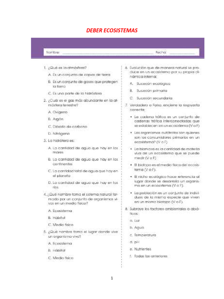 Deber Ecosistema | PDF