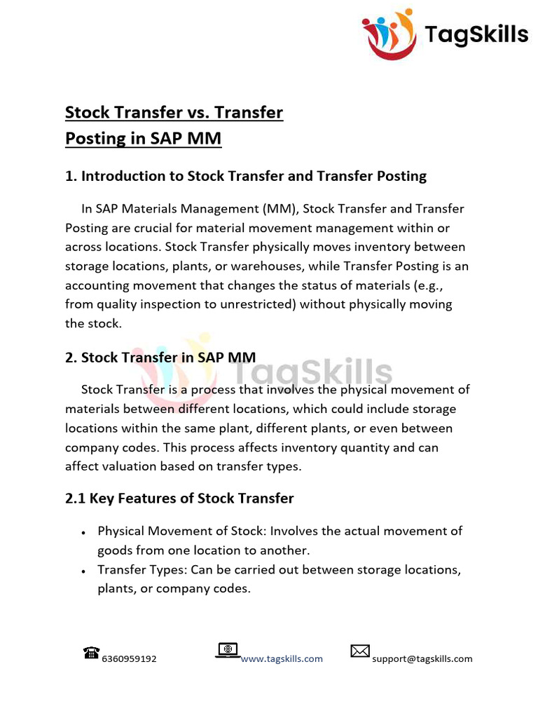 Stock Transfer Vs Transfer Posting in SAP MM | PDF | Inventory | Goods
