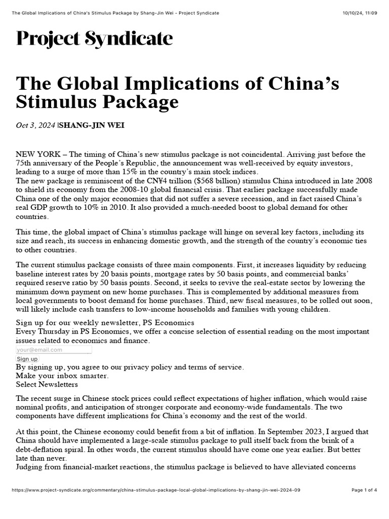 China's Stimulus: Global Effects | PDF | China | World Politics