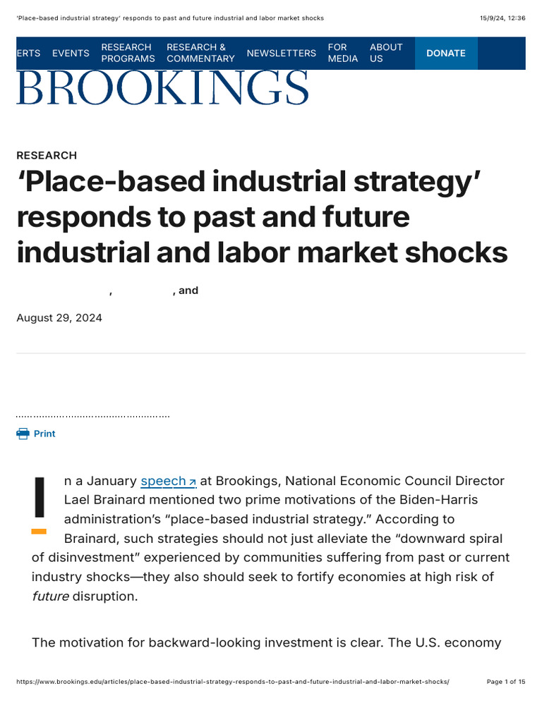 Place-Based Industrial Strategy Insights | PDF | Industrial Policy ...