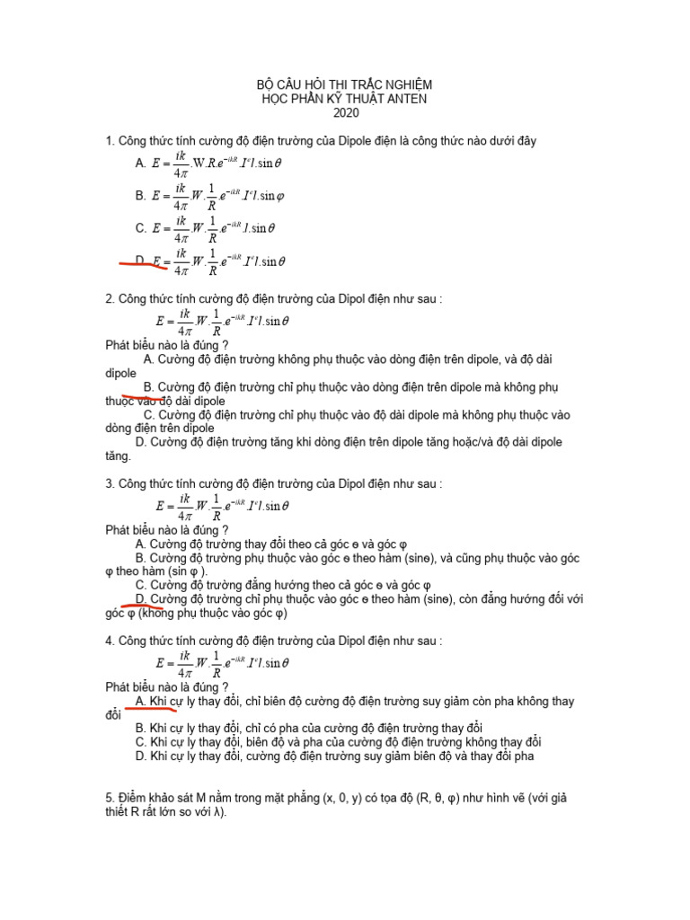 Bo cau hoi trac nghiem | PDF