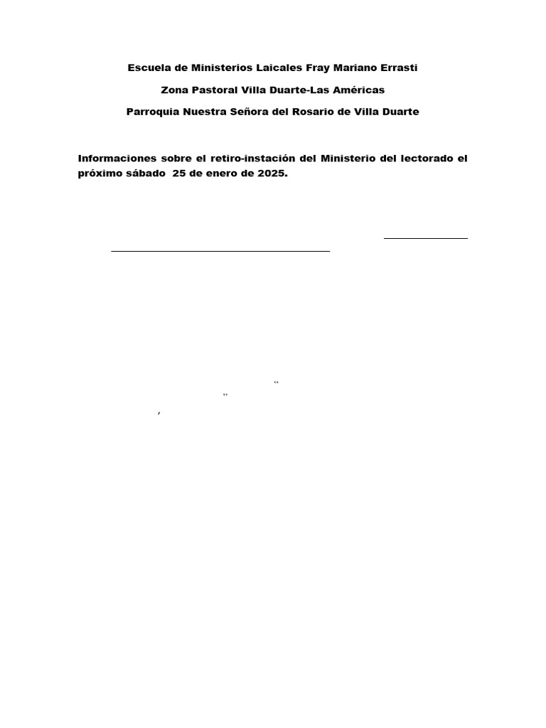 Informaciones generales Escuela de Ministerios Laicales Fray Mariano ...