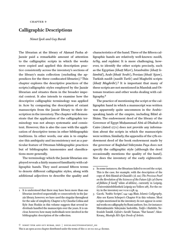Calligraphic Descriptions in The Librar | PDF | Calligraphy | Manuscript