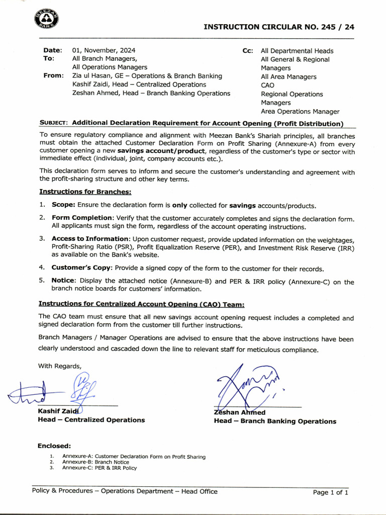 INSTRUCTION CIRCULAR 245 (24) - Additional Declaration Requirement For ...