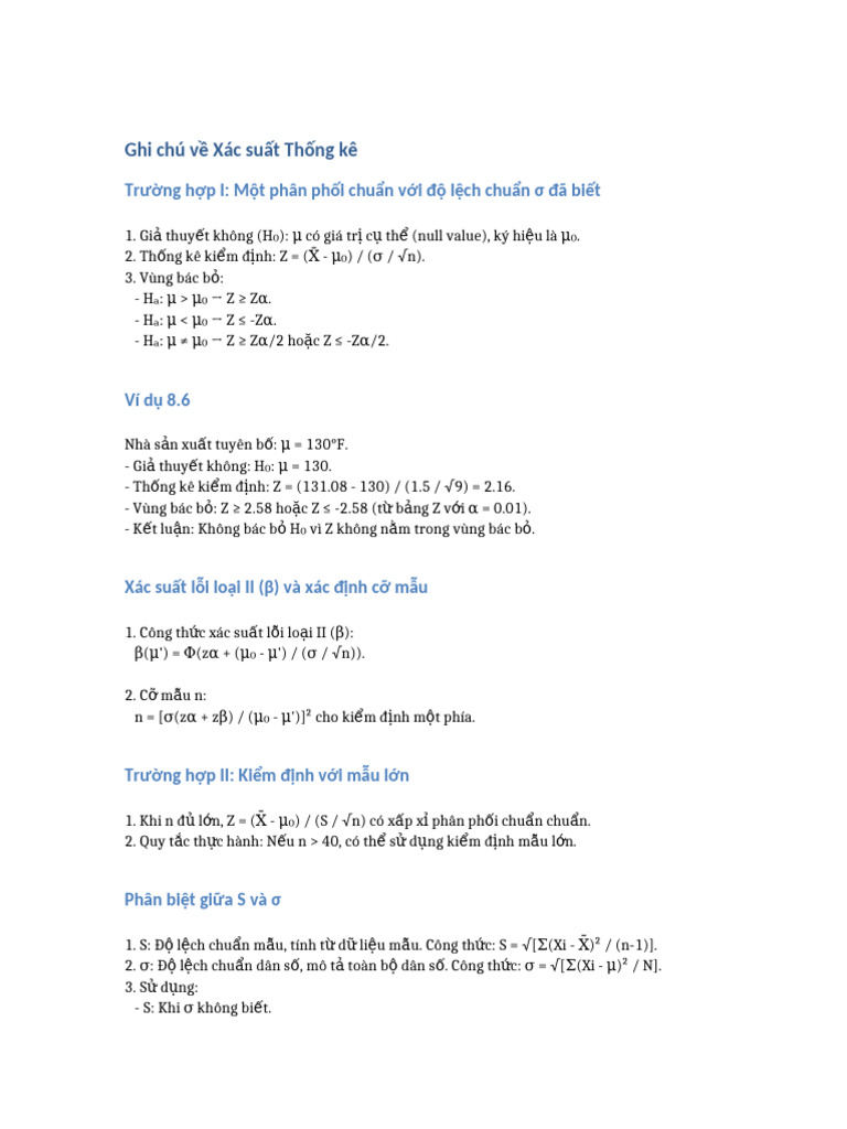 XacSuat ThongKe Note | PDF