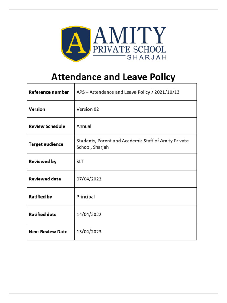 Attendance and Leave Policy | PDF