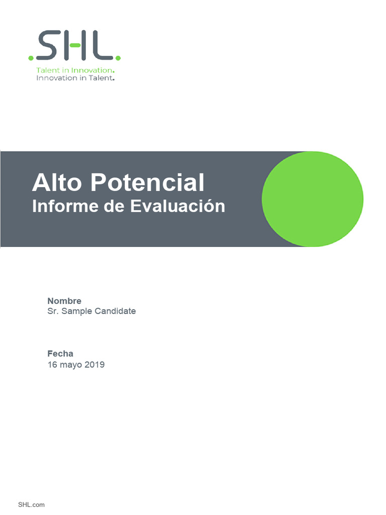 High-Potential Assessment Report STD v2.0 NA Spanish | PDF | Motivación ...
