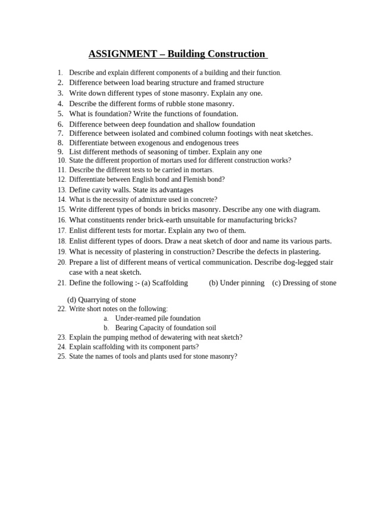 Building construction assignment-1 | PDF