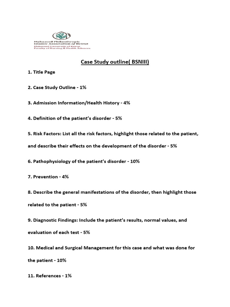 Case Study Outline &Careplan Grades 2024-2025 | PDF