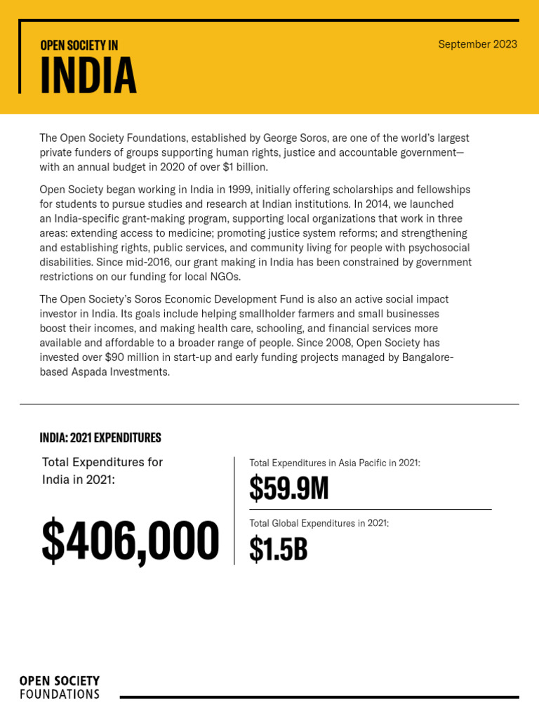 Fact Sheet Osf in India English 20230905 | PDF | Open Society ...