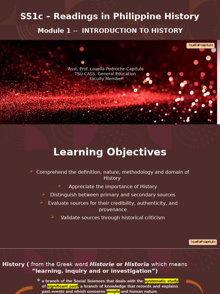 SS1c – Module1_Intro-to-History | PDF | Social Sciences | Liberal Arts Education