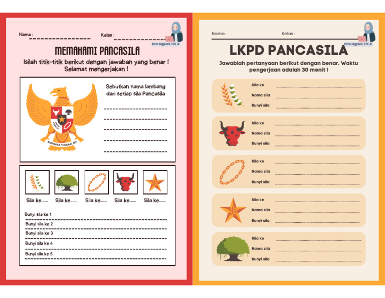 Kuning Ilustrasi Contoh LKPD Pancasila Lembar Kerja Sekolah | PDF