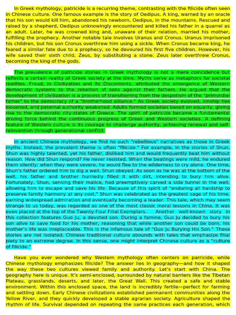 Greek Patricide vs. Chinese Filicide Mythology | PDF | Greek Mythology ...
