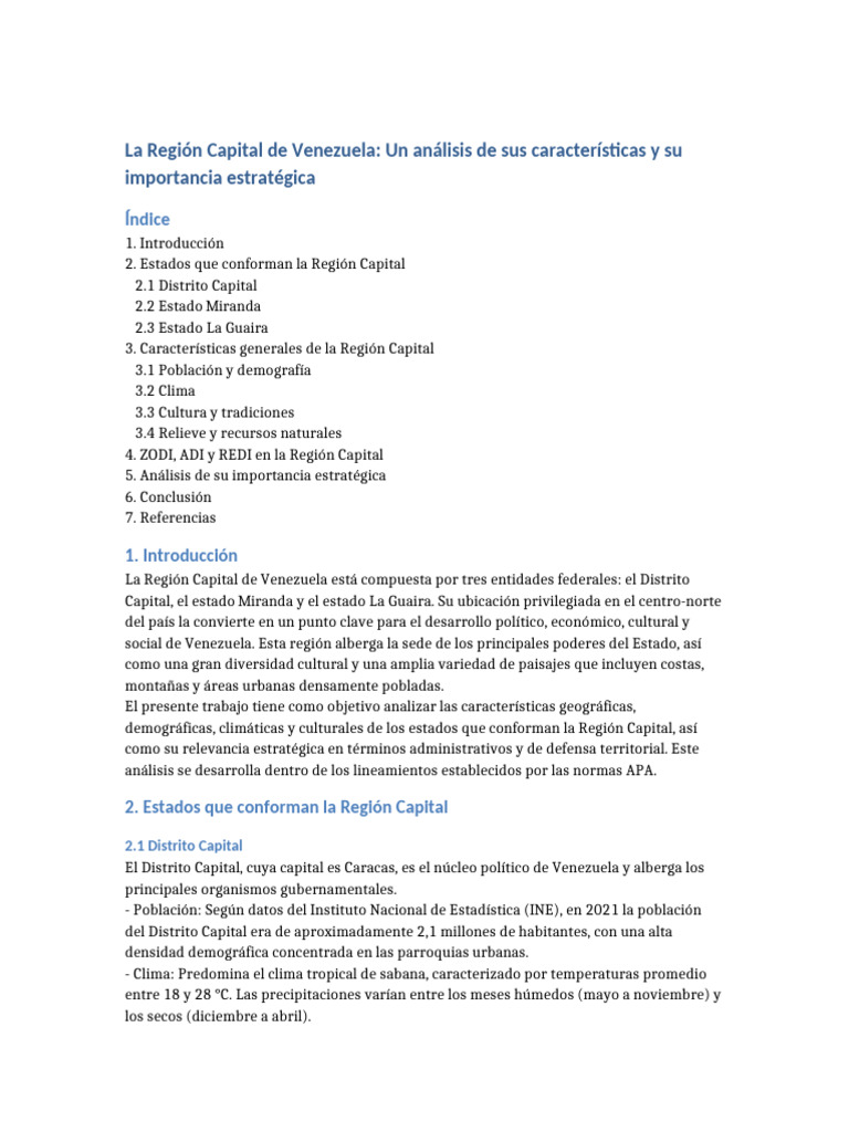 Características de la Región Capital de Venezuela | PDF | Venezuela | Clima