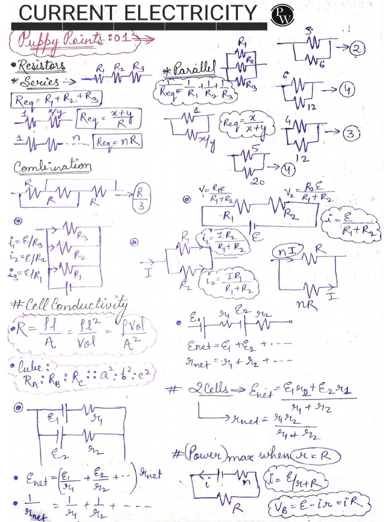 Current Electricity Handwritten Notes Yakeen NEET 6-0-2024 | PDF
