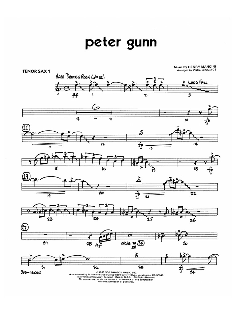 Peter Gunn Tenor 1 | PDF