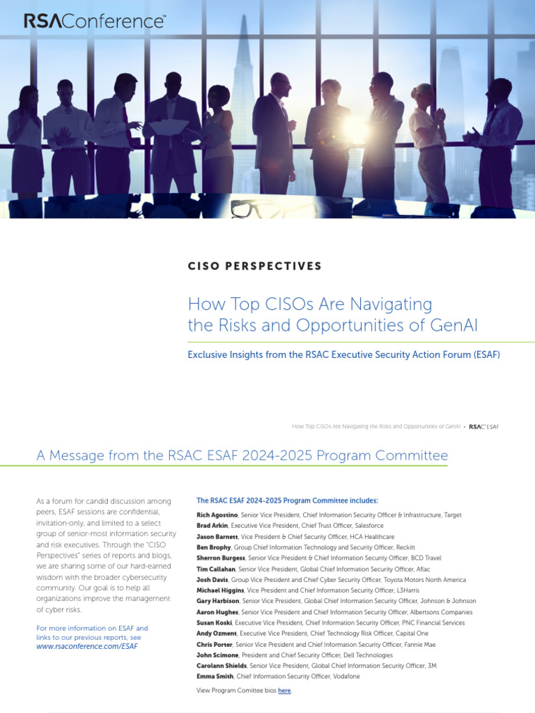 Esaf Ciso Perspectives How Top Cisos Are Navigating The Risks and Opportunities of Genai | PDF ...