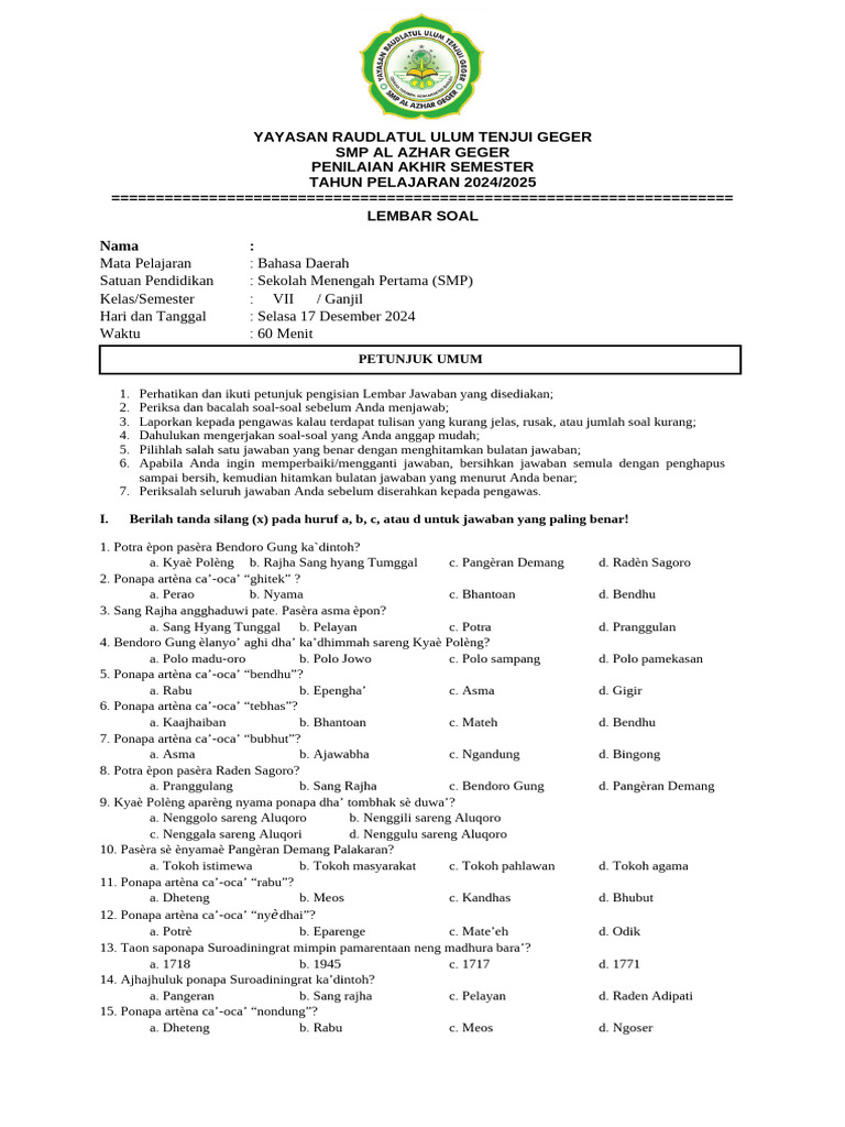 Bader Kelas 1 | PDF