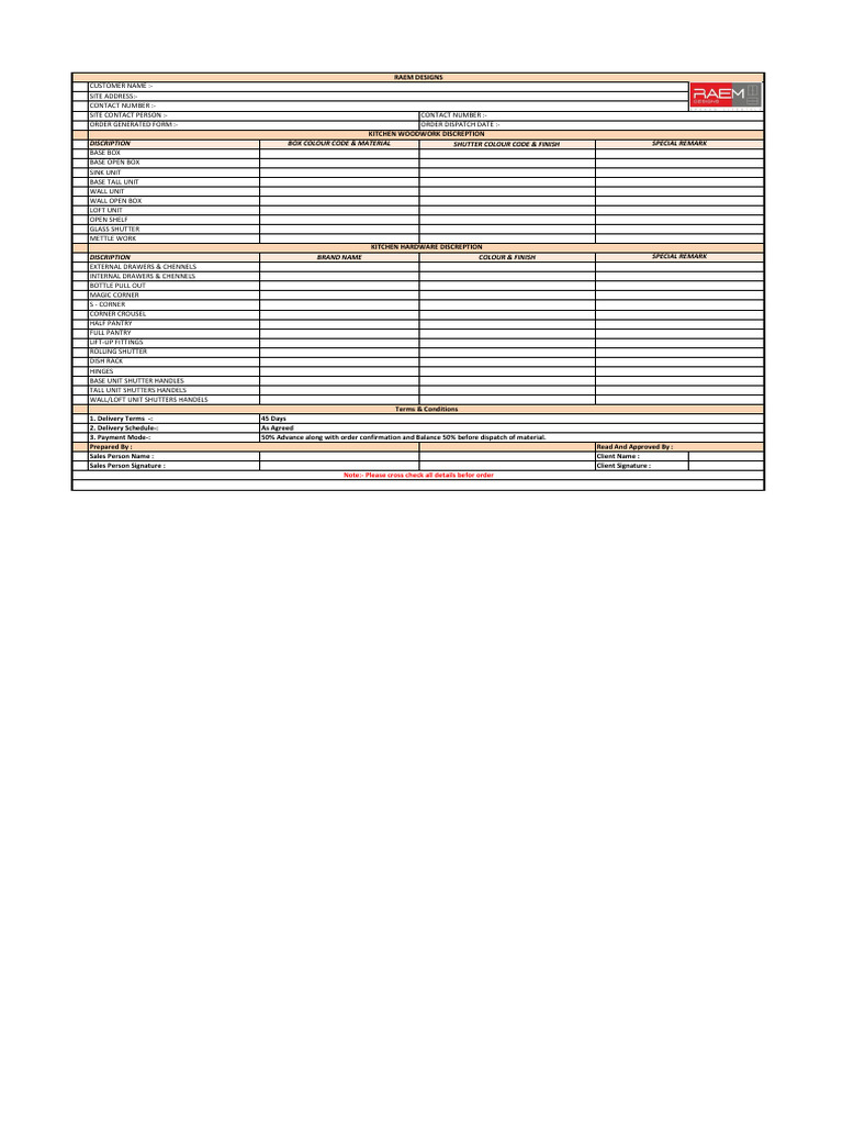 Product Specification - Modular Kitchen | PDF