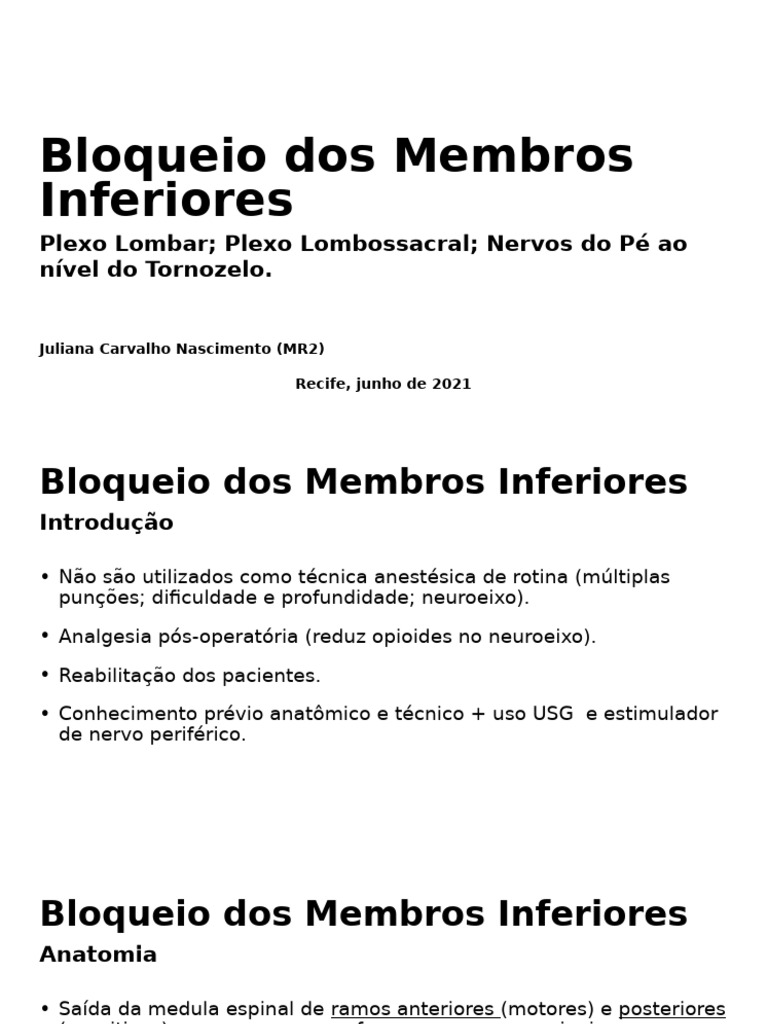 Bloqueio MMII 3 | PDF | Nervo | Sistema Locomotor