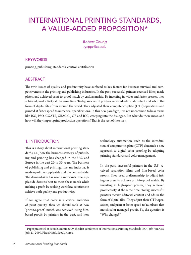 Global Standards in Printing Industry | PDF | Printing | Artistic ...