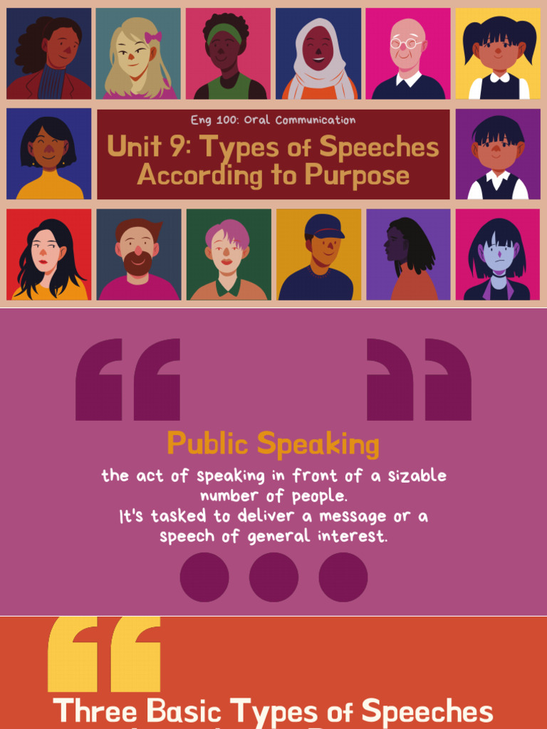 Overview of Speech Types and Purposes | PDF | Public Speaking | Rhetoric