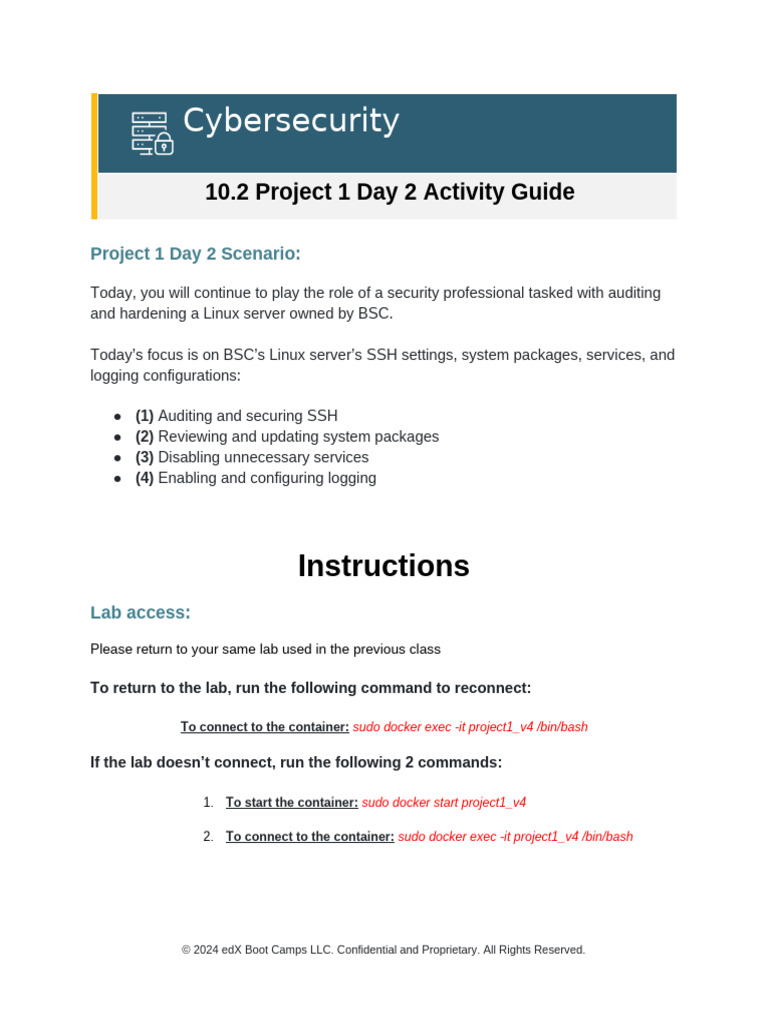 10.2 Project 1 Day 2 Activity Guide | PDF | Secure Shell | Computing