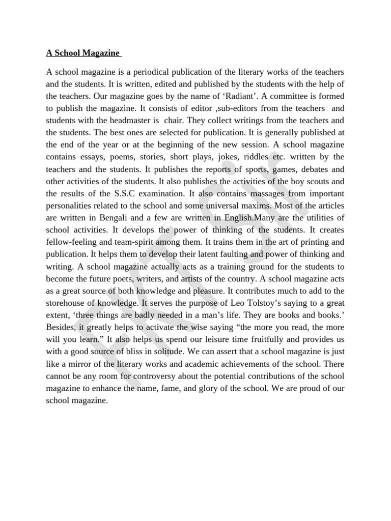 A School Magazine | PDF