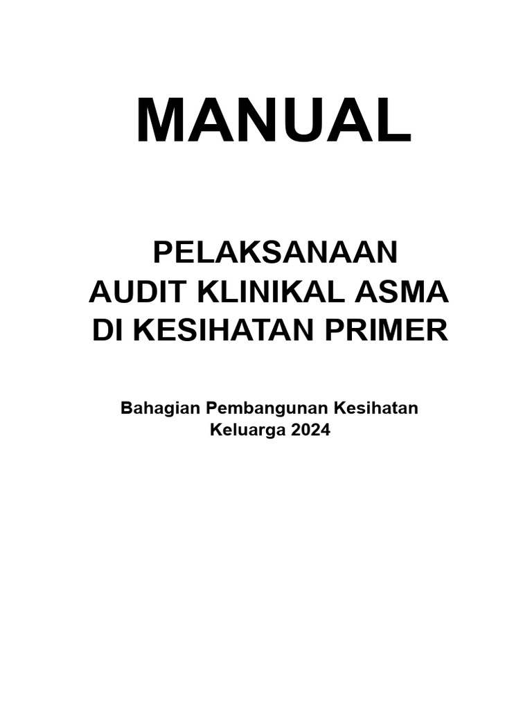 Manual Audit Klinikal Asma Final - 170522 | PDF