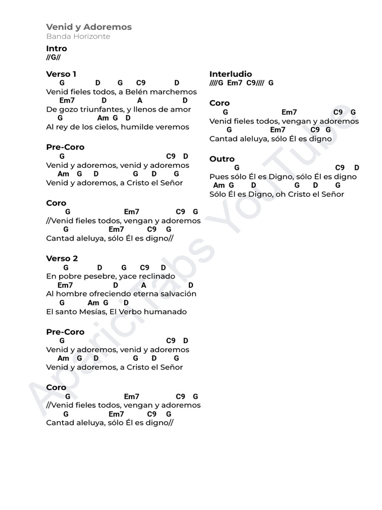 Venid y Adoremos - Banda Horizonte ACORDES | PDF