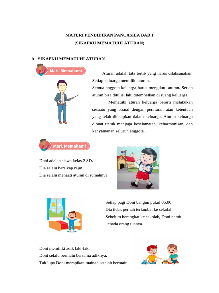 Sikap Mematuhi Aturan Keluarga Bab 1 | PDF