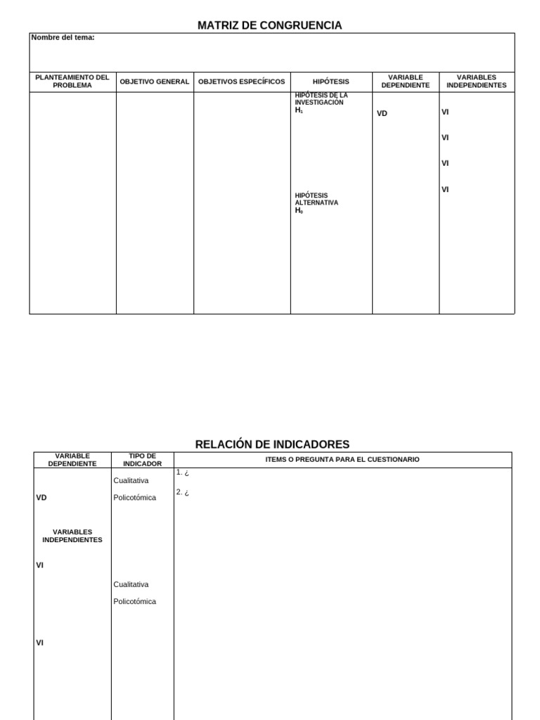 MATRIZ DE CONGRUENCIA VACIA Formato 17 Abril 2024 | PDF