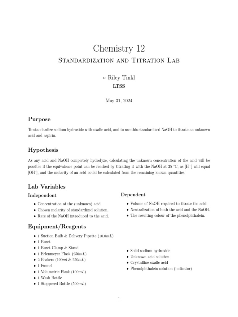 Standardization Titration | PDF | Sodium Hydroxide | Titration