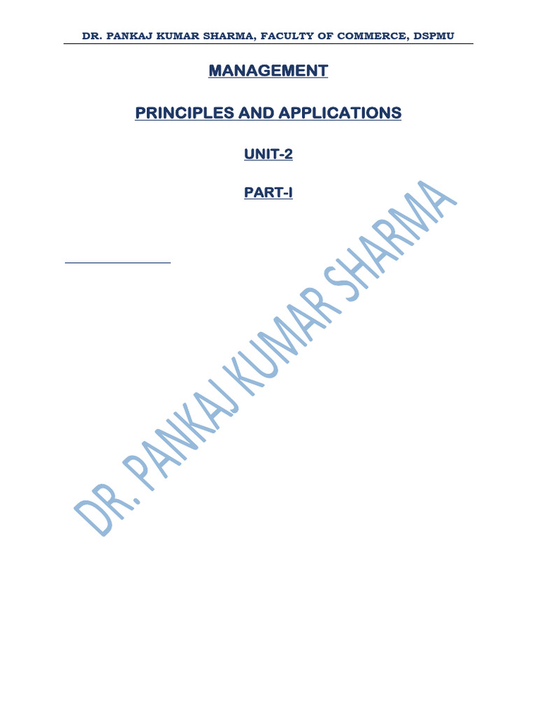 Management Principles and Application Unit-2 Part-i.docx | PDF | Budget | Policy