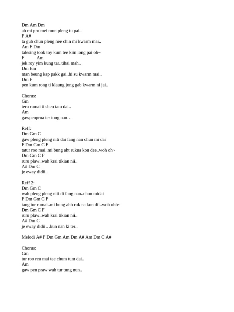Thai Song Lyrics Analysis and Structure | PDF