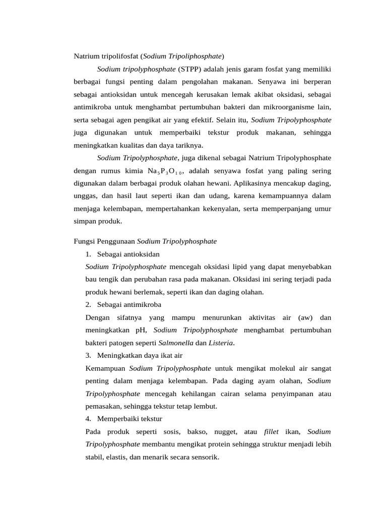 Fungsi Natrium Tripolifosfat dalam Makanan | PDF