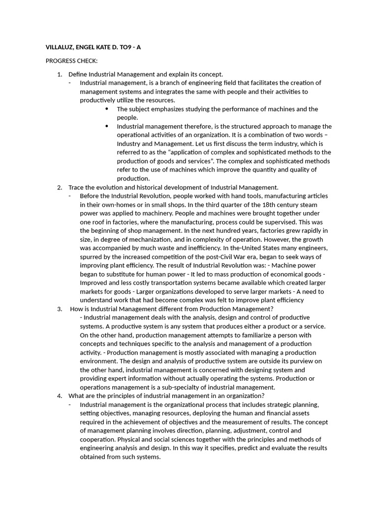 Understanding Industrial Management Principles | PDF | Inventory | System