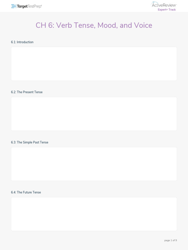 CH_6_verb_tense_mood_and_voice_expert+_track | PDF | Grammatical Tense ...