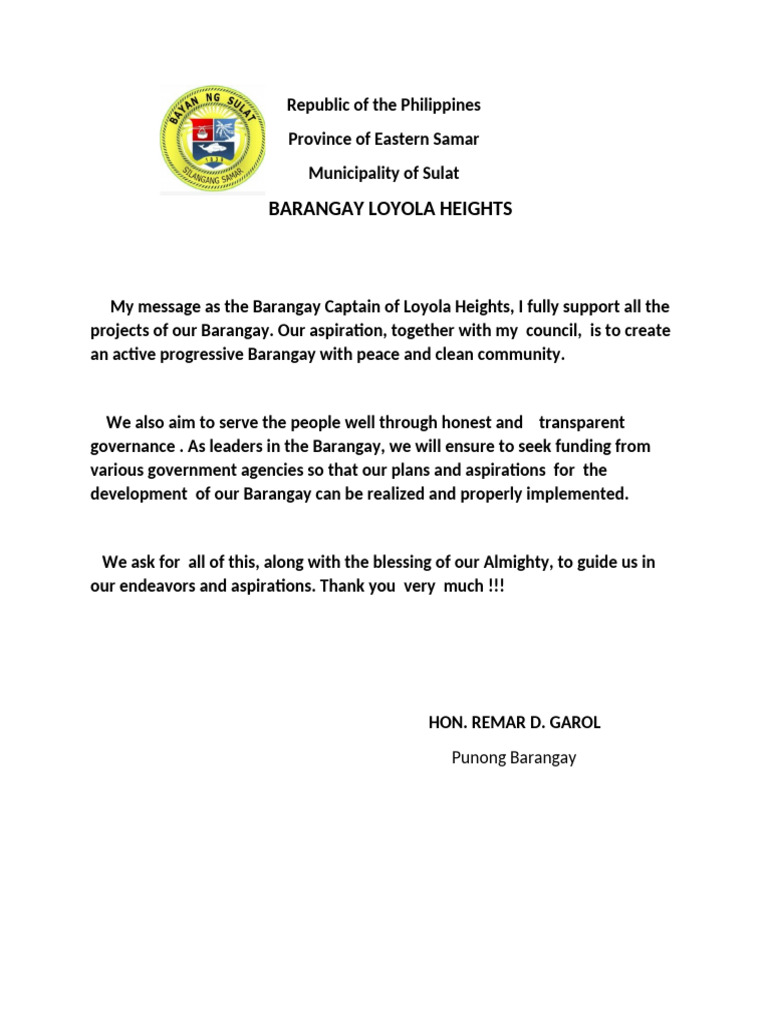 Barangay Loyola Heights Development Goals | PDF