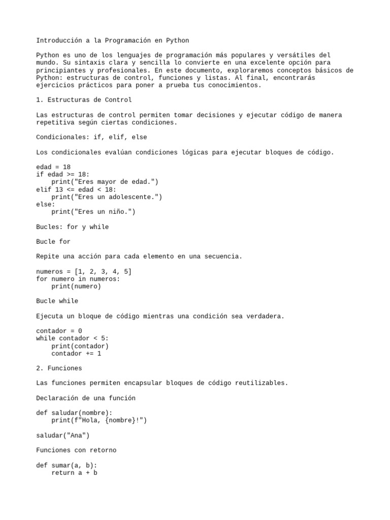 Una Cosa Ahi | PDF | Python (lenguaje de programación) | Flujo de control